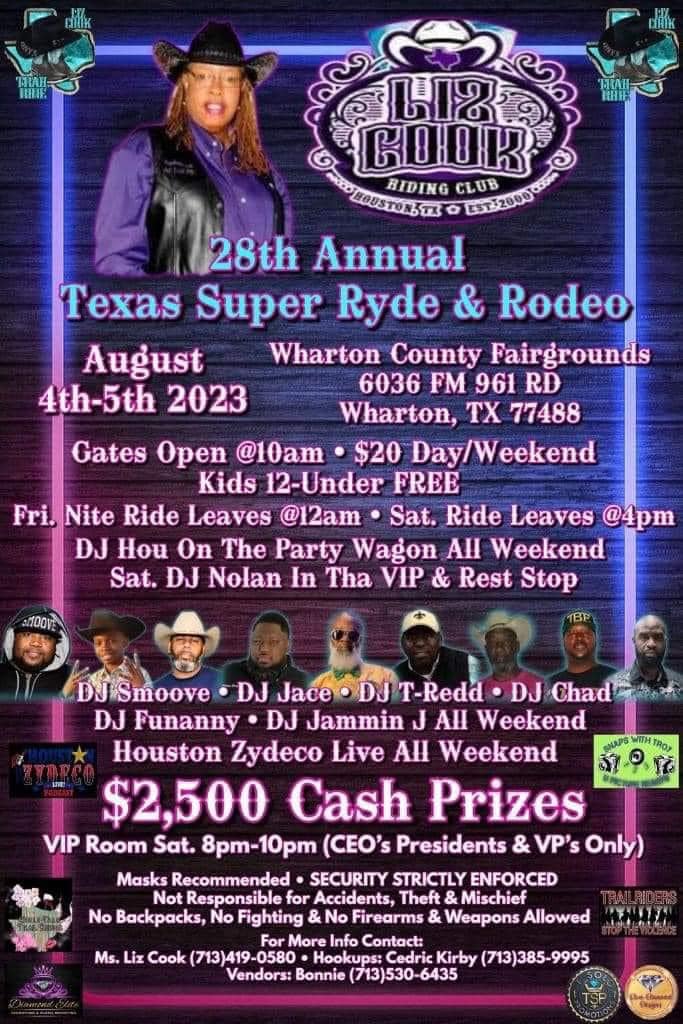 28th Annual Liz Cook Texas Super Ryde & Rodeo- Zydeco Events