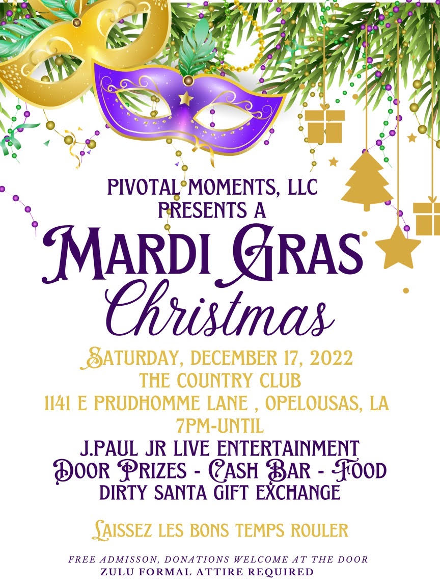 Pivotal Moments 2022 Mardi Gras Christmas- Zydeco Events