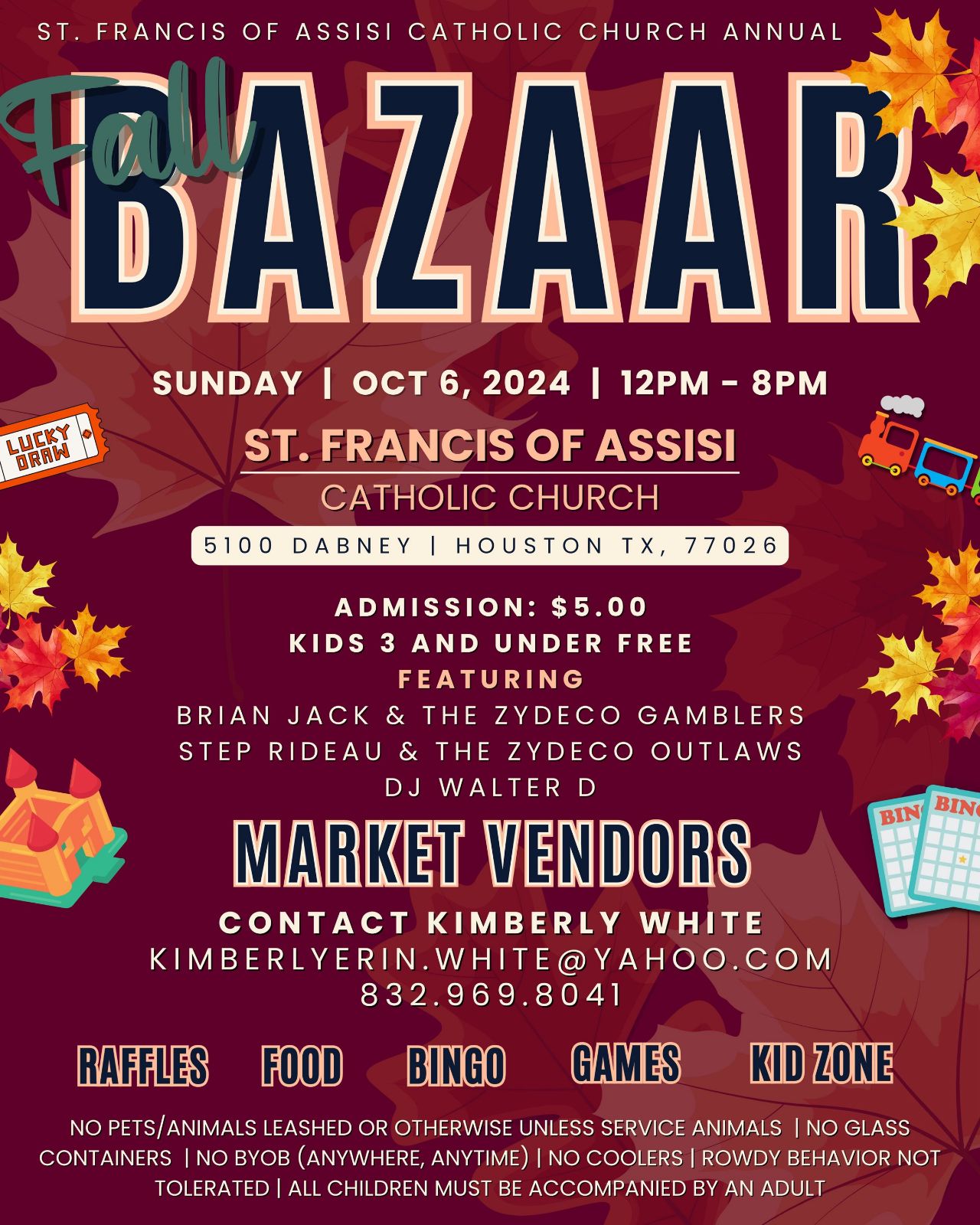 2024 St Francis of Assisi Catholic Church Annual Fall Bazaar Festival- Zydeco Events