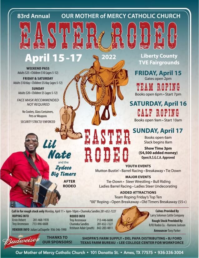 Our Mother of Mercy 83rd Annual Easter Rodeo- Zydeco Events