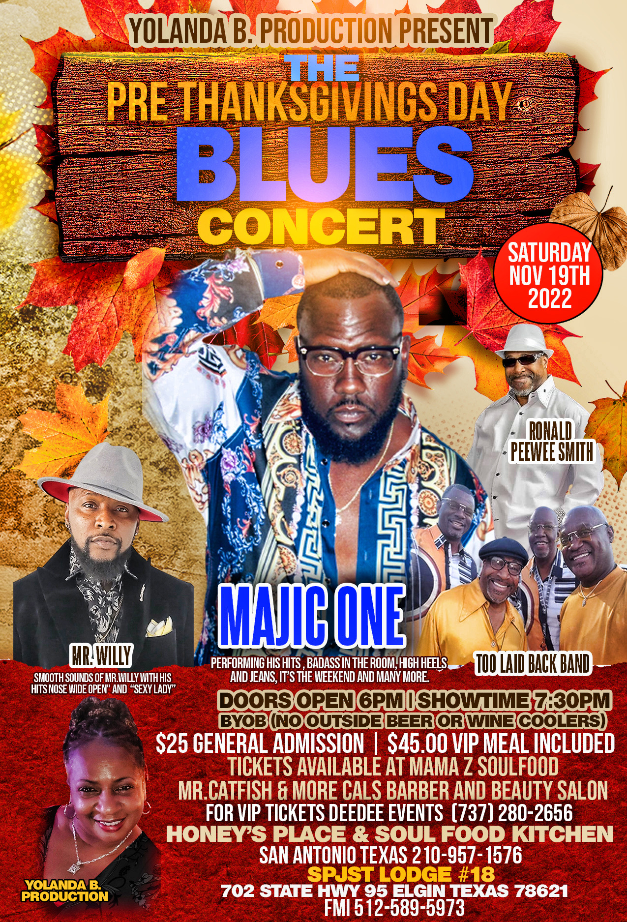 Yolanda B Productions Presents: The Pre Thanksgiving Blues Concert- Zydeco Events